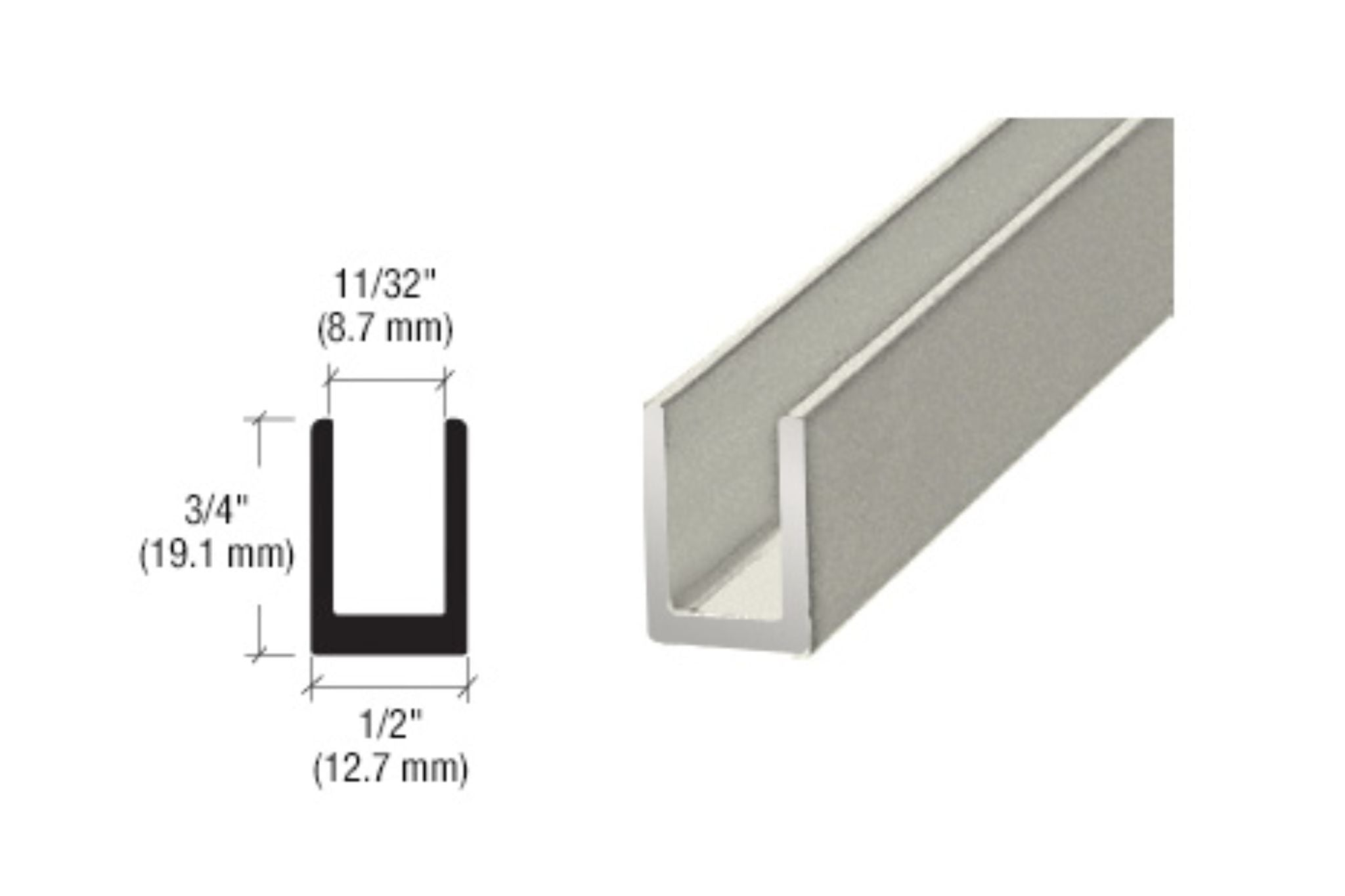 Aluminium Deep U Channel | Length 2.49m | Shower U Channel – Origin ...