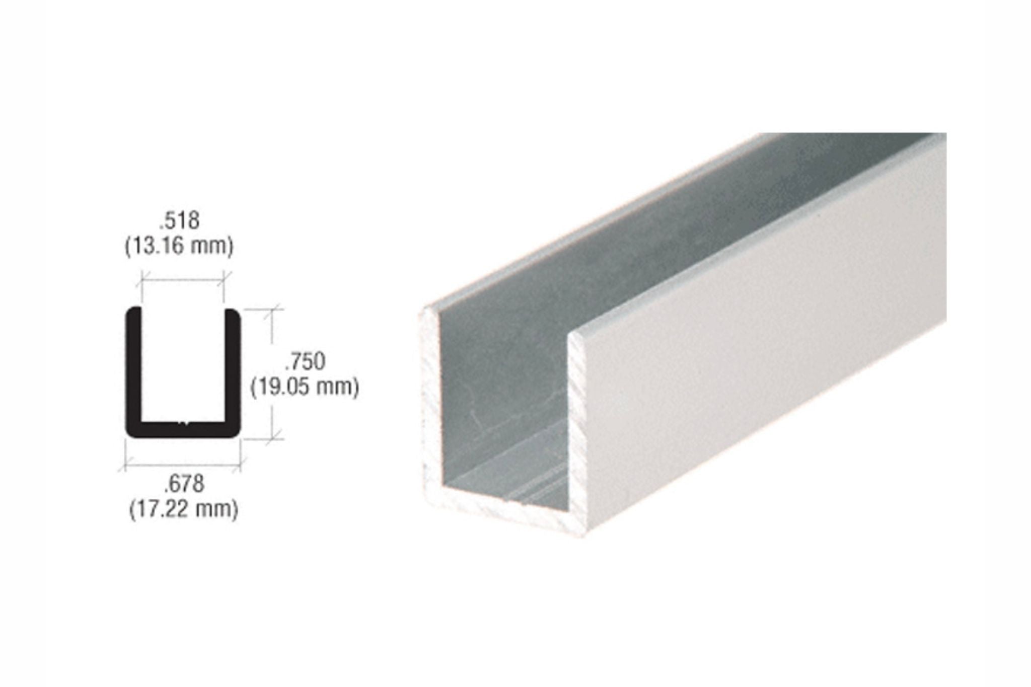 Aluminium Deep U Channel | Length 3.65m | Shower U Channel – Origin ...