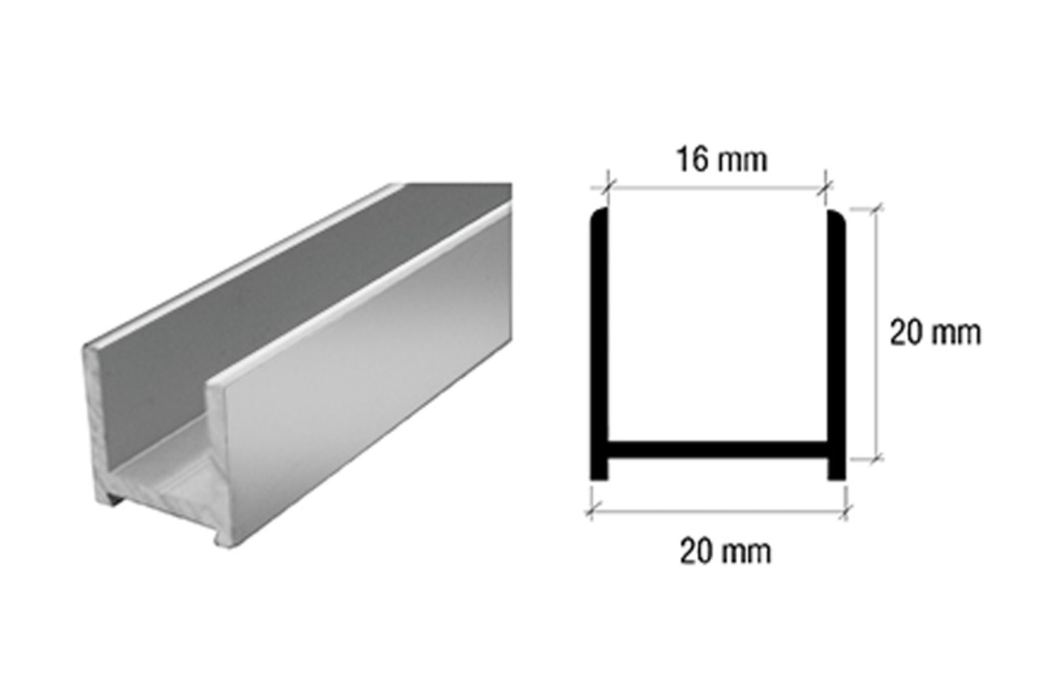 Aluminium Deep U Channel | Length 2.49m | Shower U Channel – Origin ...